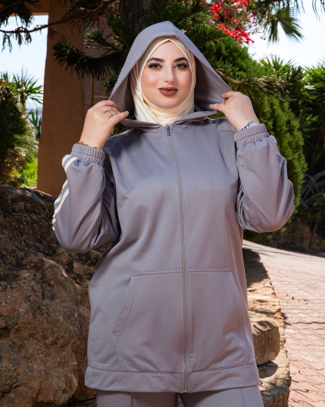 Survêtement Cosy Track Gris Femme Modeste | BASSAMET